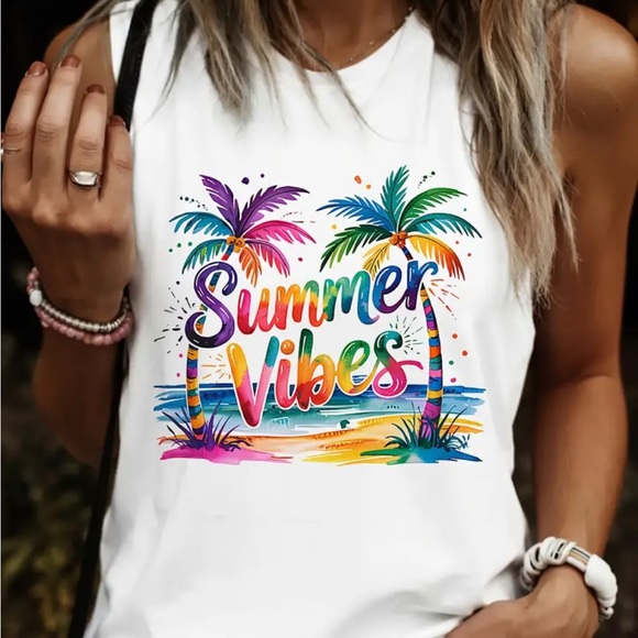 Tops | Colorful Summer Vibes Tank Top Large New | Poshmark